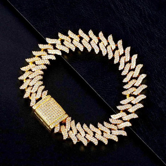 Accessories | Iced Out 18k Gold Spiked Cuban Bracelet | Poshmark